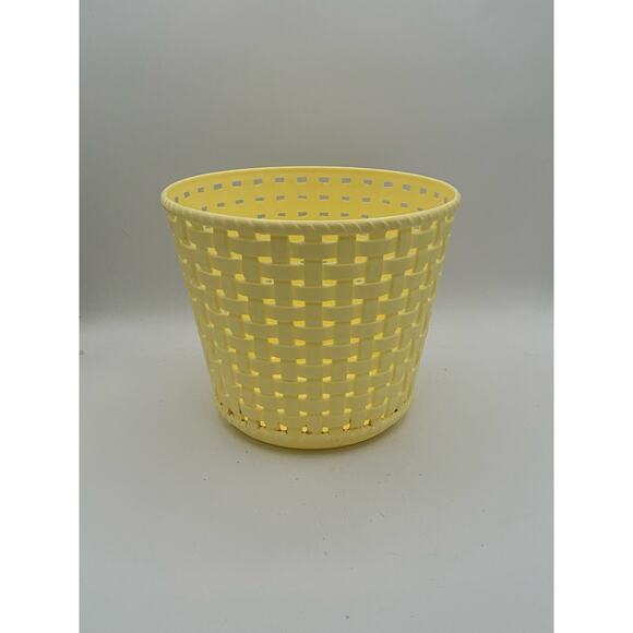 Gensini | Accents | Gensini Yellow Plastic Weaved Waste Basket Planter ...